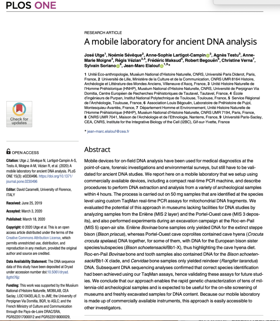 On-site screening of archaeological samples for DNA analysis.